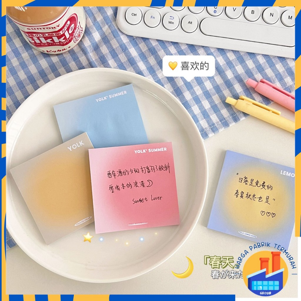Jual HPT Sticky Notes Gradasi Lucu Polos 50 Lembar Memo Tempel Gradasi ...
