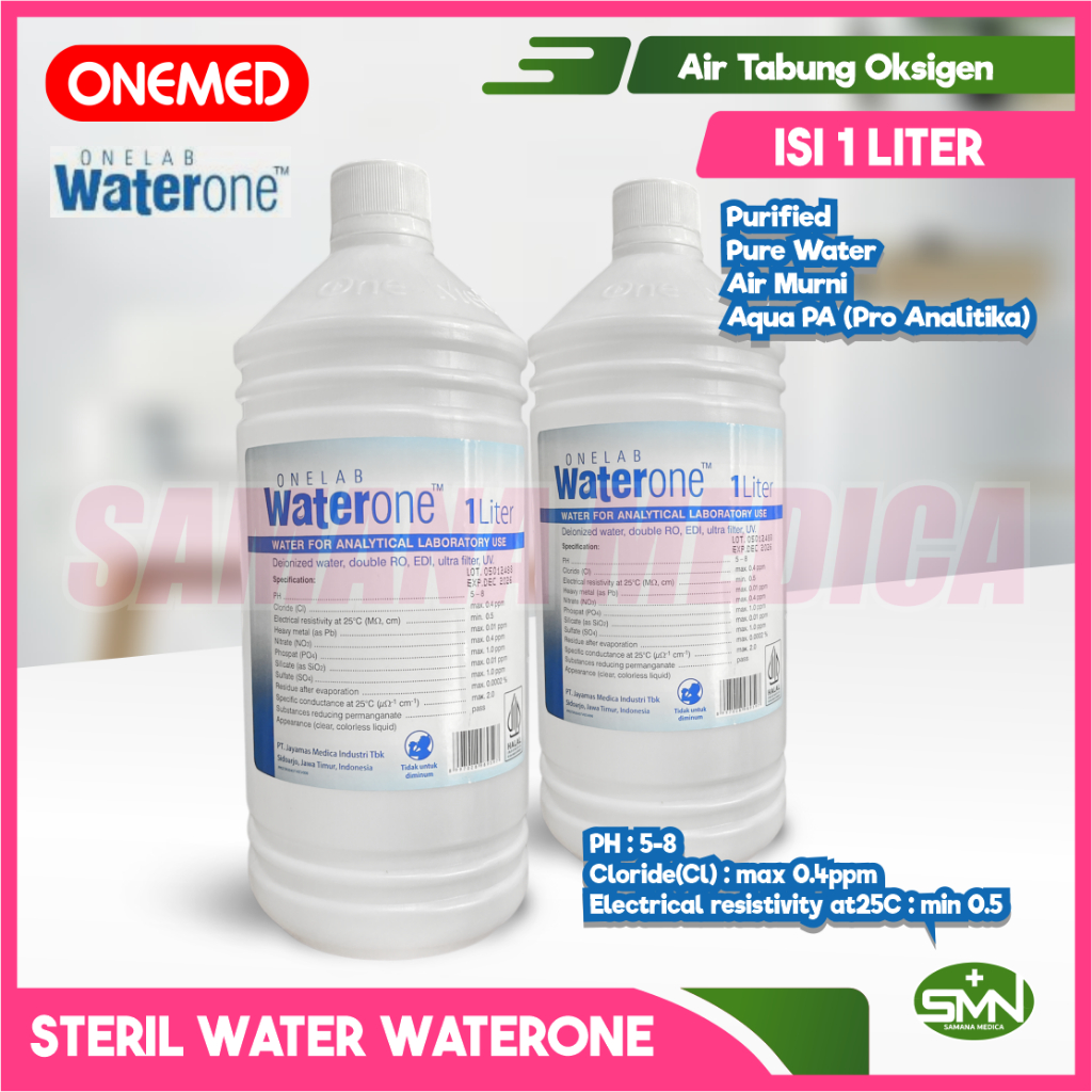 Jual Water one 1 liter ONEMED Water Waterone / Purified / Pure Water ...