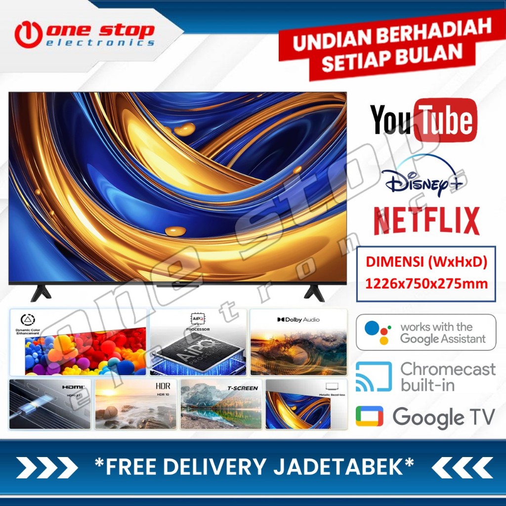 Jual TCL 55P655 / P655 4K UHD AiPQ Processor Google TV 55 Inch | Shopee ...