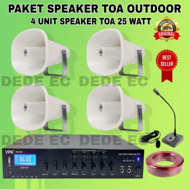Jual PAKET SPEAKER TOA OUTDOOR SPEAKER TOA 25 WATT 4 TITIK+AMPLI ZONA ...