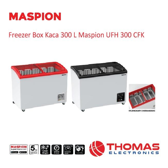 Jual Freezer Box Kaca 300 Liter Maspion UFH300 UFH 300 CFK Full ...