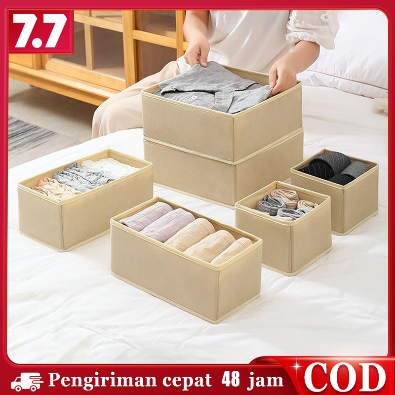 Jual Kotak Penyimpanan serbaguna set isi 6 Storage Box Organizer Kain ...