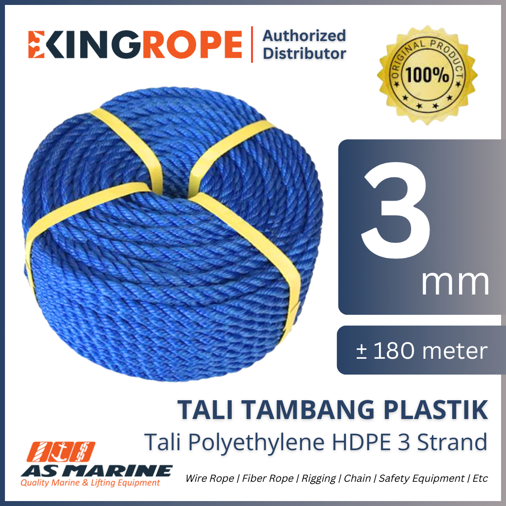 Jual Tali Tambang Plastik / Plastic Rope HDPE Polyethylene 3 mm x 180 ...