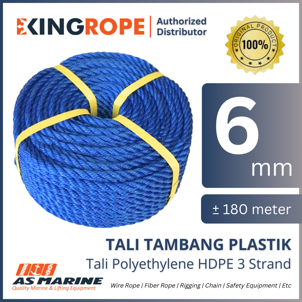 Jual Tali Tambang Plastik / Plastic Rope HDPE Polyethylene 6 mm x 200 ...