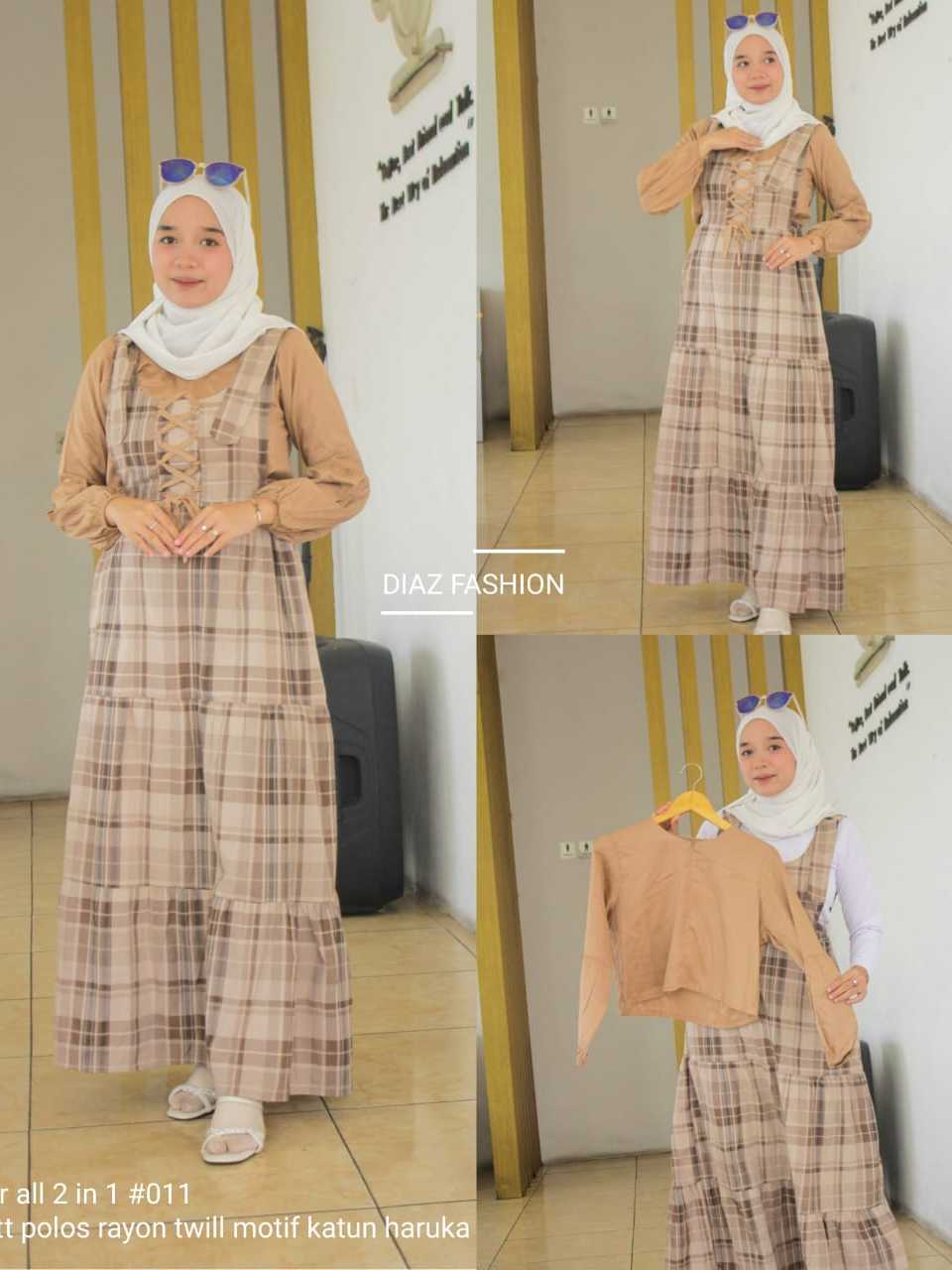 Jual OVERALL DRESS KOTAK KOTAK CLARABELLA SET INNER DAN OVERALL/COD ...
