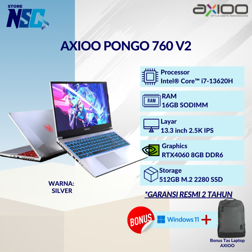 Jual AXIOO PONGO 760 V2 i7 13620H 16GB 512GB RTX4060 8GB 144Hz W11 PRO ...