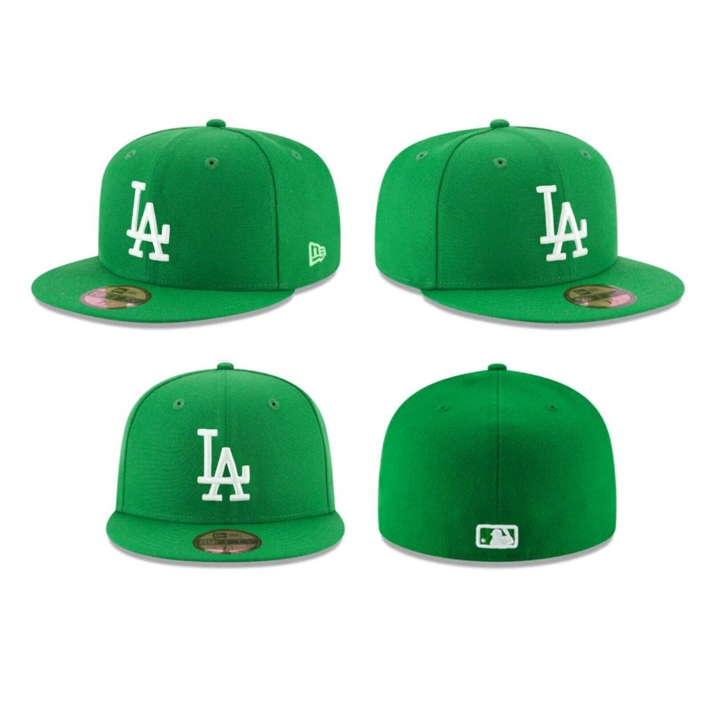 Jual Topi Fitted LA Los Angeles Dodgers Green White Bordir Build Up Cap ...