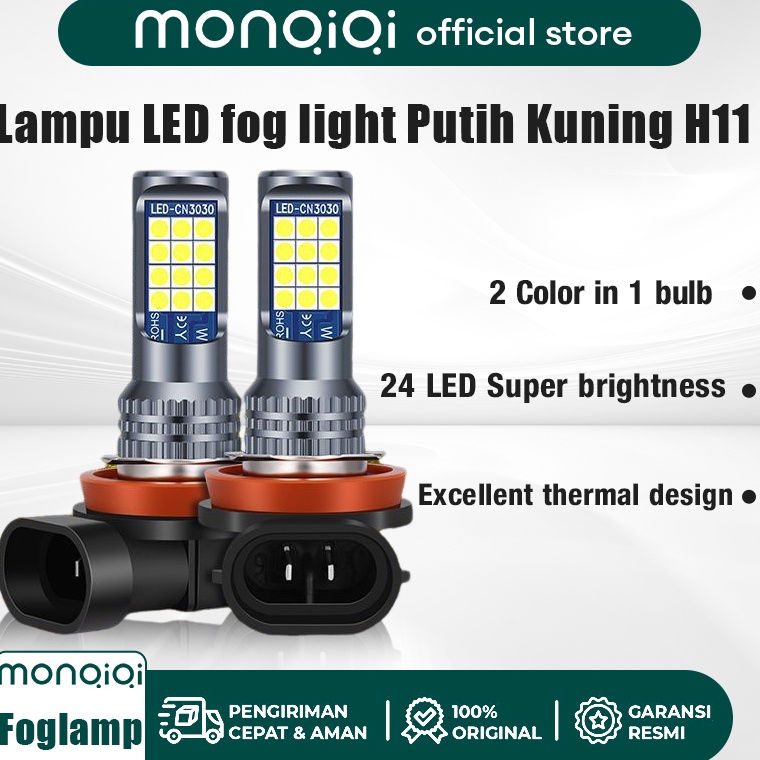 Jual KODE N34W Monqiqi Lampu LED Putih H11 Two Color 24SMD Untuk ...
