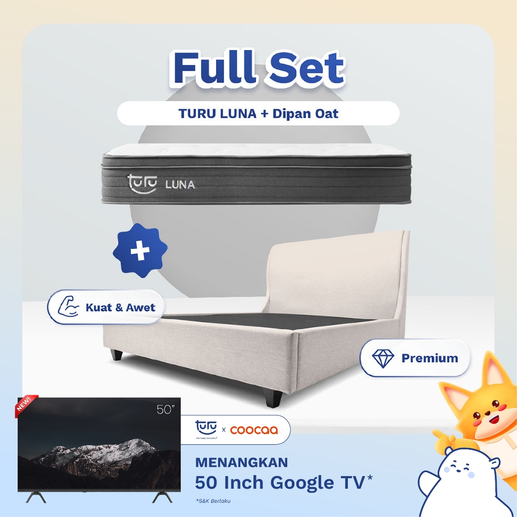 Jual Set Bundle Pocket Spring Bed TURU LUNA + Dipan PEANUT / OAT TURU ...