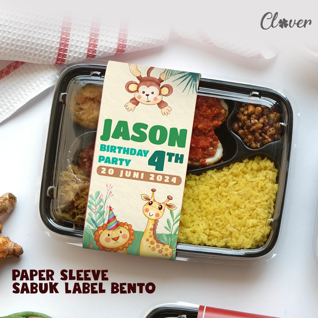 Jual Paper Belt Lunchbox bento ultah / Paper Sleeve / Label Nasi Kotak ...