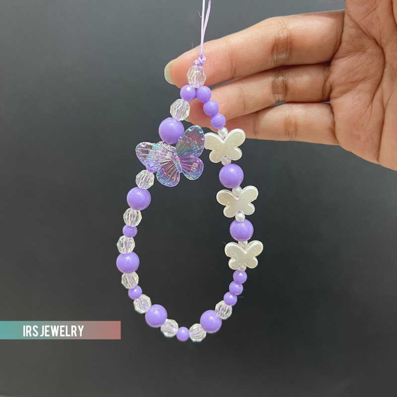 Jual Phone Strap Beads Ungu Series/ Tali Lanyard Handphone Manik Pita ...