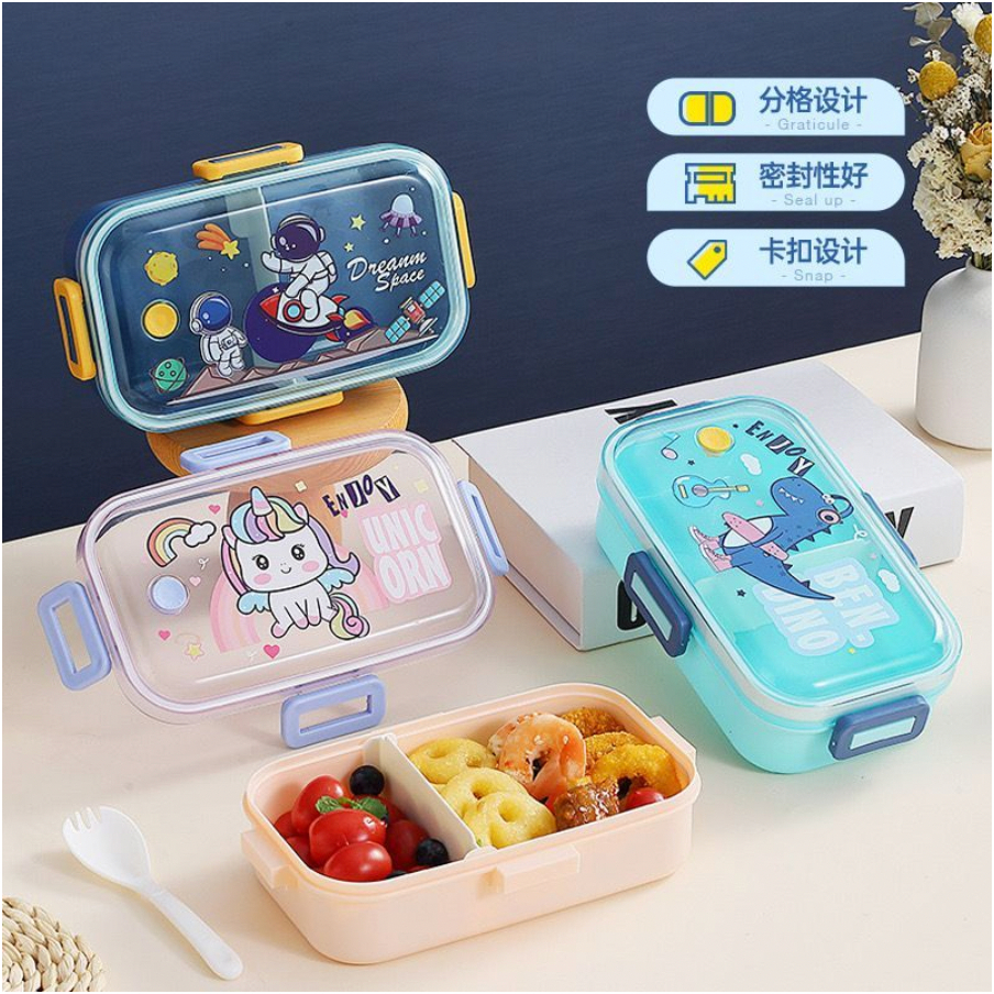Jual Lunch Box Kotak Bekal Anak Makan Anak Lunch Motif Dinosaurus Unicorn Astronot Karakter Lucu ...