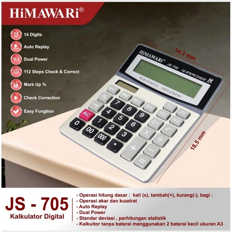 Jual Himawari Kalkulator Besar JS-705 14 Digit Electronic Calculator ...
