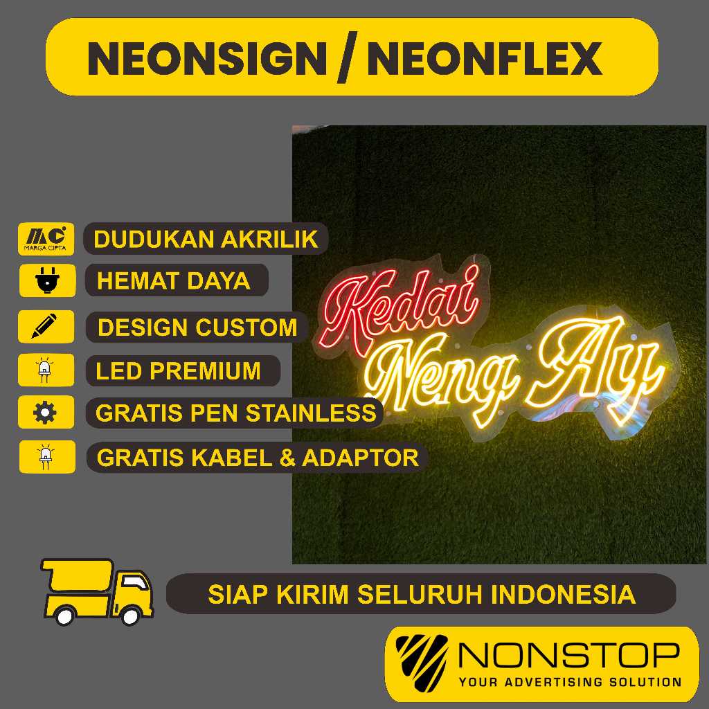 Jual NeonSign Neon Flek Custom Bebas Desain Sendiri Pemasangan Mudah ...
