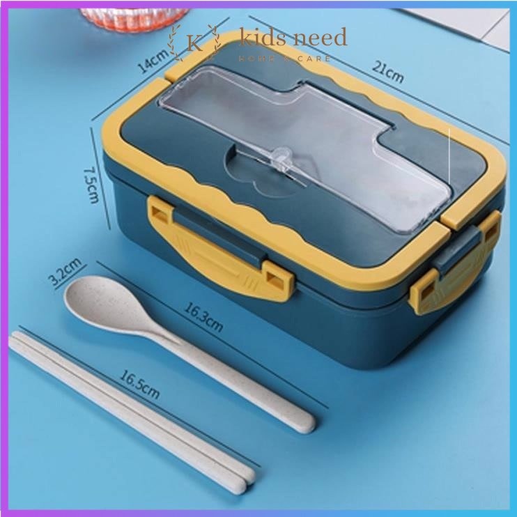 Jual Lunch Box Set Free Sendok + Garpu Kotak Bekal Bahan Jerami Anti Tumpah Pegangan melengkung ...