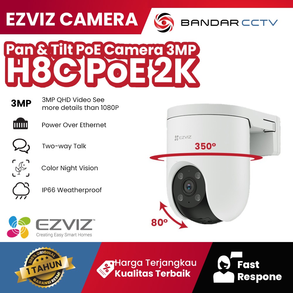 Jual Ezviz H8c PoE 3MP Pan & Tilt PoE IP Camera 2K | Shopee Indonesia