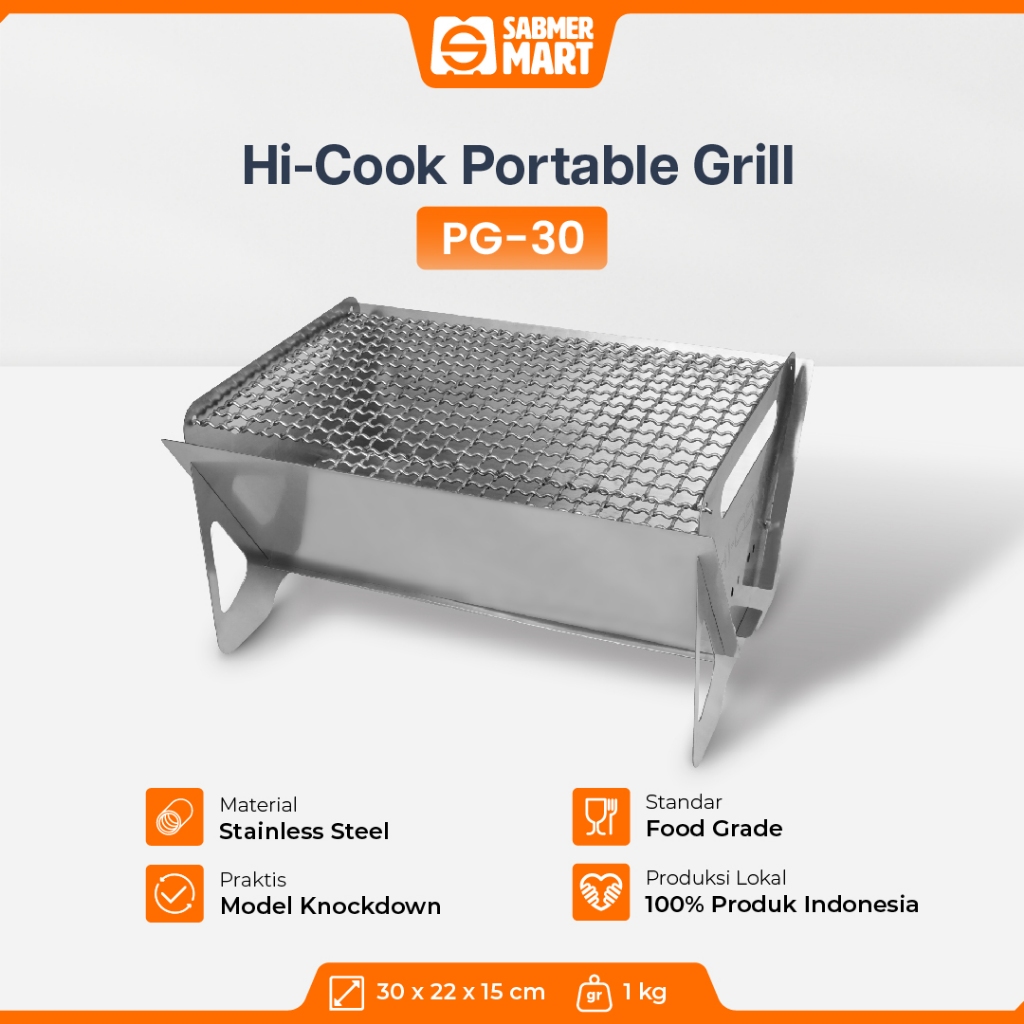 Jual Alat Panggang Portable / Barbeque Grill Portable / Pemanggang Lipat Hi-Cook PG-30 | Shopee ...