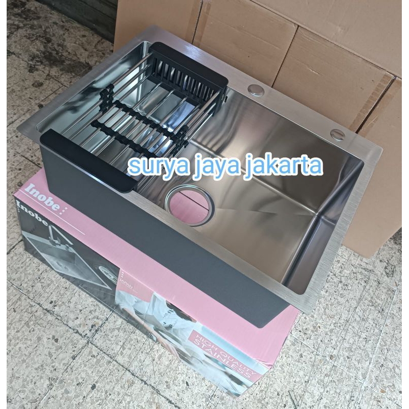 Jual Kitchen Sink Inobe stainless 1 lubang 60 cm x 45 cm / Kitchen sink inobe 6045 S tirisan ...