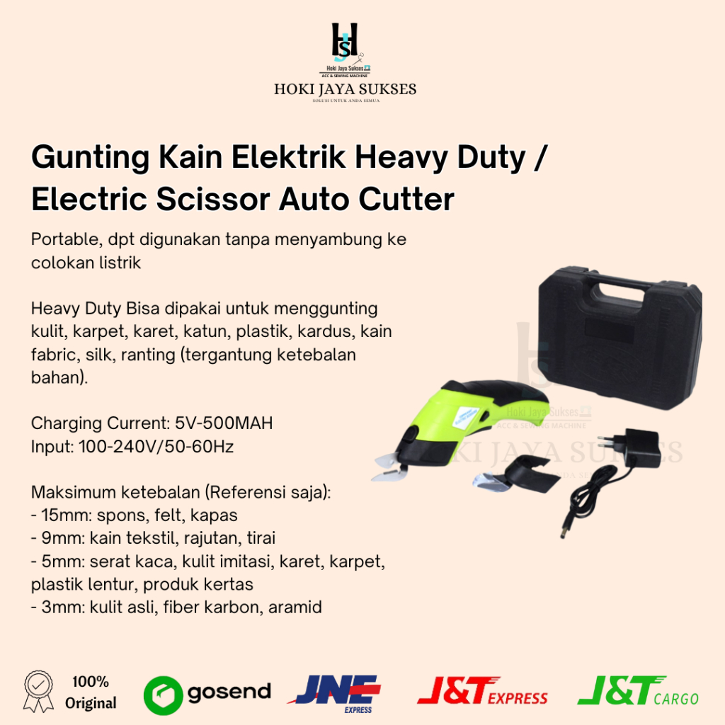 Jual Gunting Kain Elektrik Heavy Duty / Electric Scissor Auto Cutter ...