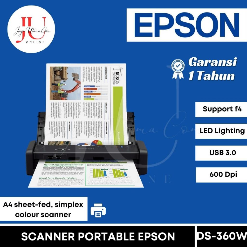 Jual EPSON Scanner Portable DS-360W Original Garansi Resmi | Shopee ...