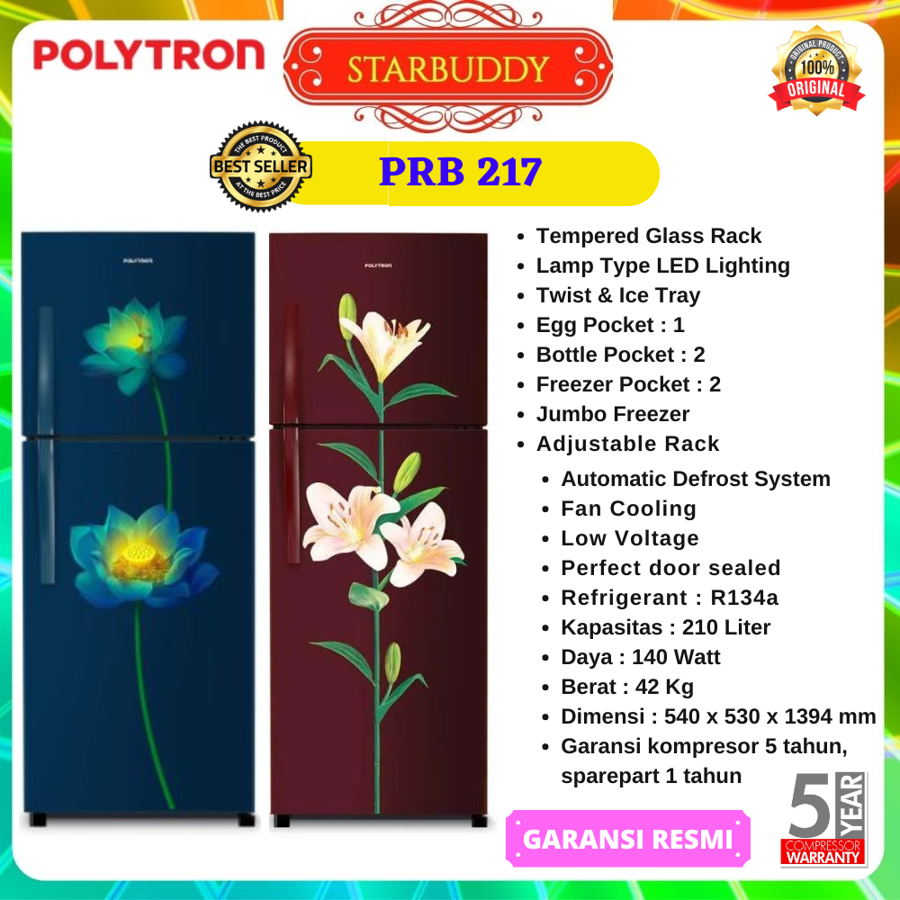 Jual KULKAS POLYTRON PRB 217 2 PINTU PRB217 | Shopee Indonesia