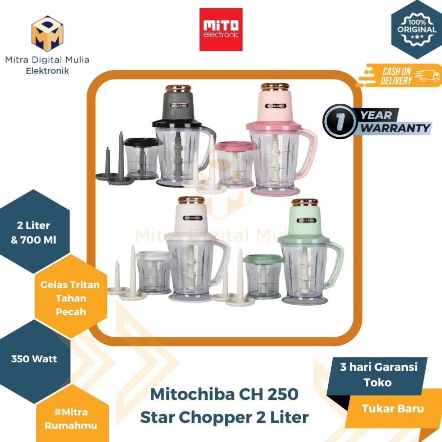Jual Mitochiba CH 25 Chopper 3 Mata Pisau Triple Blade 2 Liter Food ...