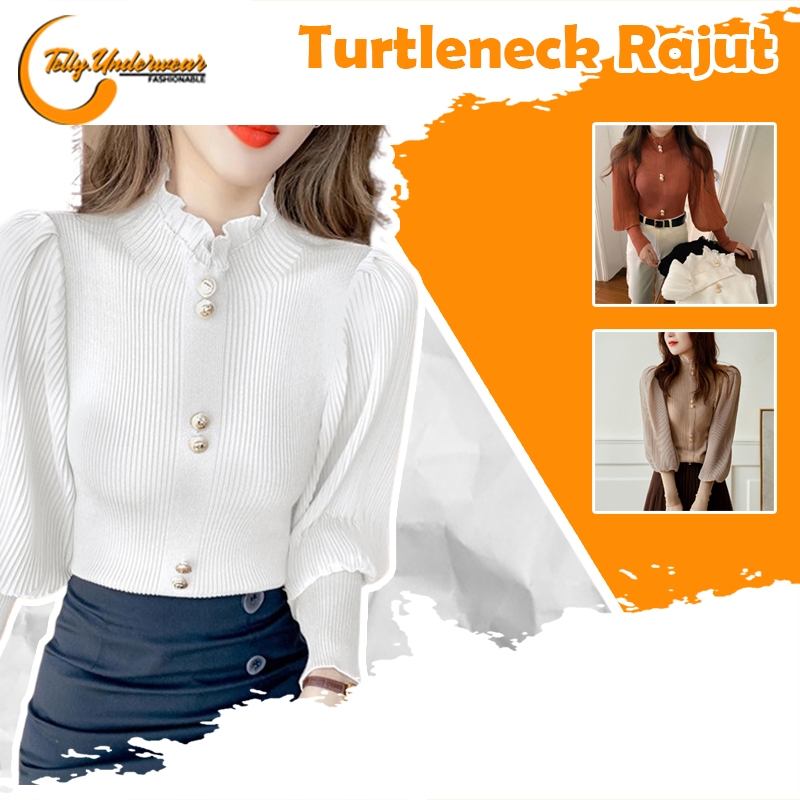 Jual TELLY ️ BJ-062 Turtleneck Korean Style Atasan Rajut Import Lengan Panjang Mewah dan Elegan ...
