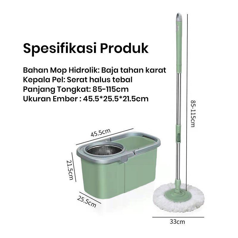 Jual Bonbox Alat Pel Lantai Ember 2 in 1 FREE KAIN PEL CADANGAN Kain Fiber dengan Ember Spin Mop ...