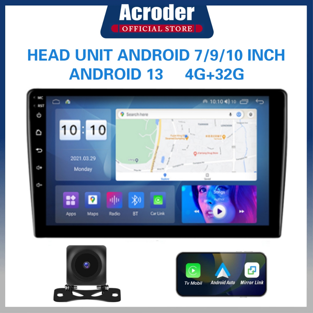 Jual Acroder Head Unit Android 13 4G+32G 7/9/10 Inch WiFi GPS Mirrorlink Cooling system Layar ...