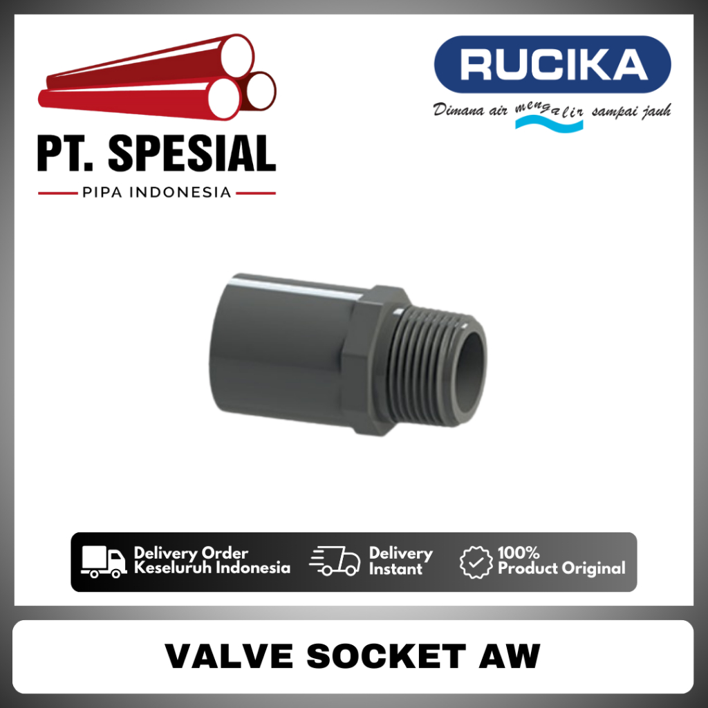 Jual Sock Drat Luar AW 1/2 Inch PVC Rucika / SDL PVC Rucika / Valve ...