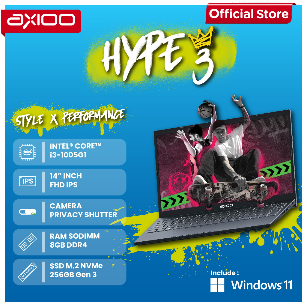 Jual Axioo MyBook Hype 3 Intel Core i3-1005G1/8GB/256GB/FHD IPS ...