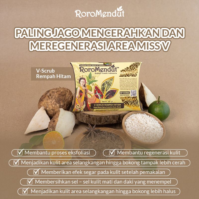 Jual Roro Mendut Vscrub Rempah Hitam Mini 20gr lilir perontok daki ...