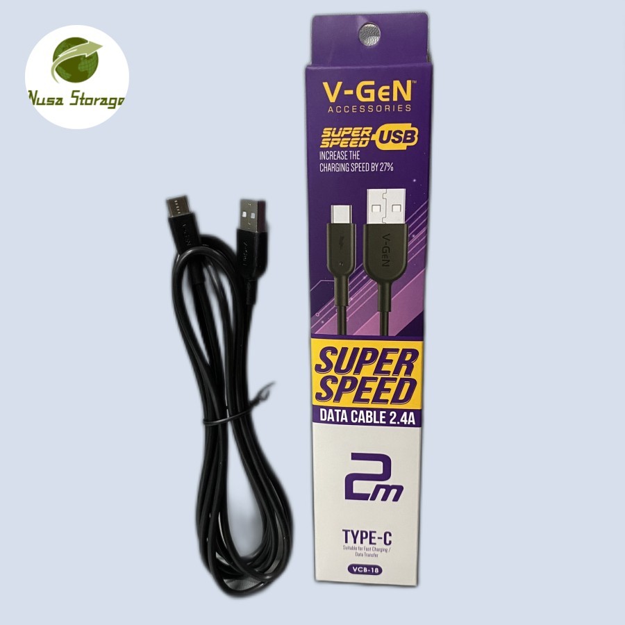 Jual Kabel Data Usb Type-C 2 Meter V-Gen VCB-18 Super Speed Cable Type ...