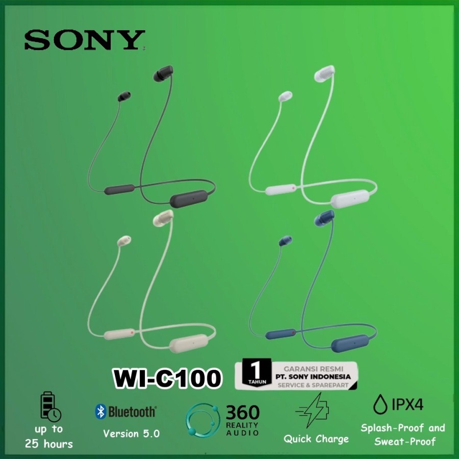 Jual Sony WI-C100 Wireless In Ear Sport Earphones Headphones WIC100 ...