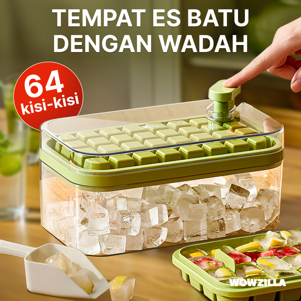 Jual WowZilla Cetakan Es Batu Dengan Tutup 32 Grid 2 Tray. Ice Cube ...