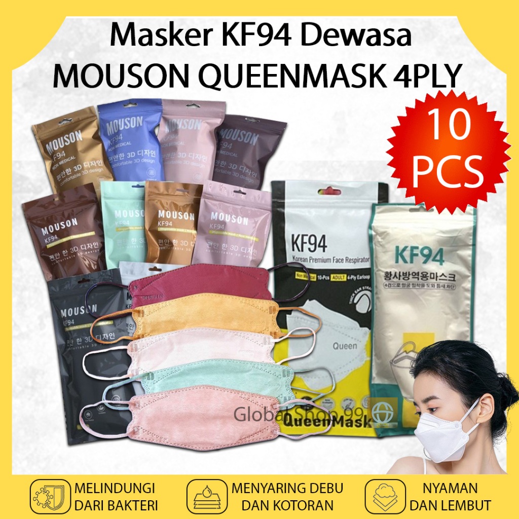 Jual Masker KF94 MOUSON 4ply isi 10pcs Hitam Black Korea KF 94 4PLY ...