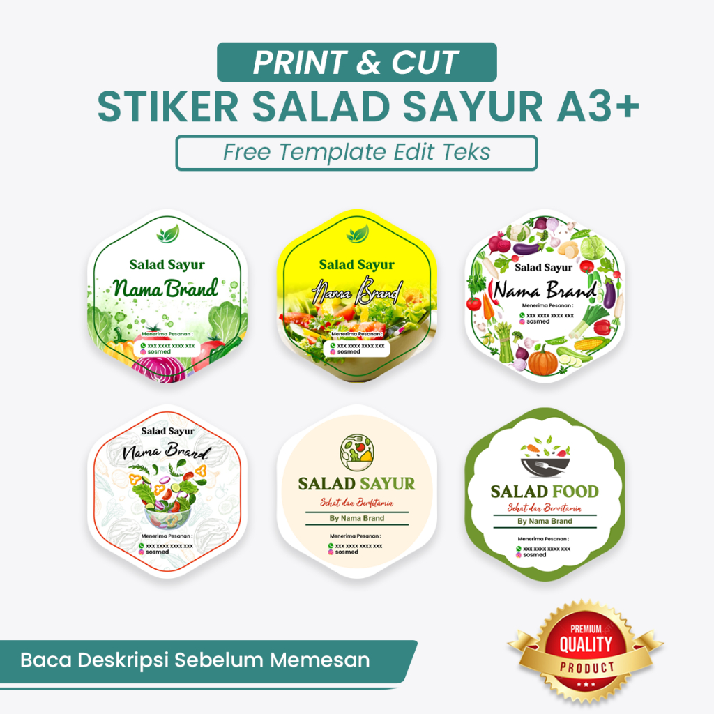 Jual King Postka - Stiker Salad Sayur - Stiker Label Salad Sayur Custom ...