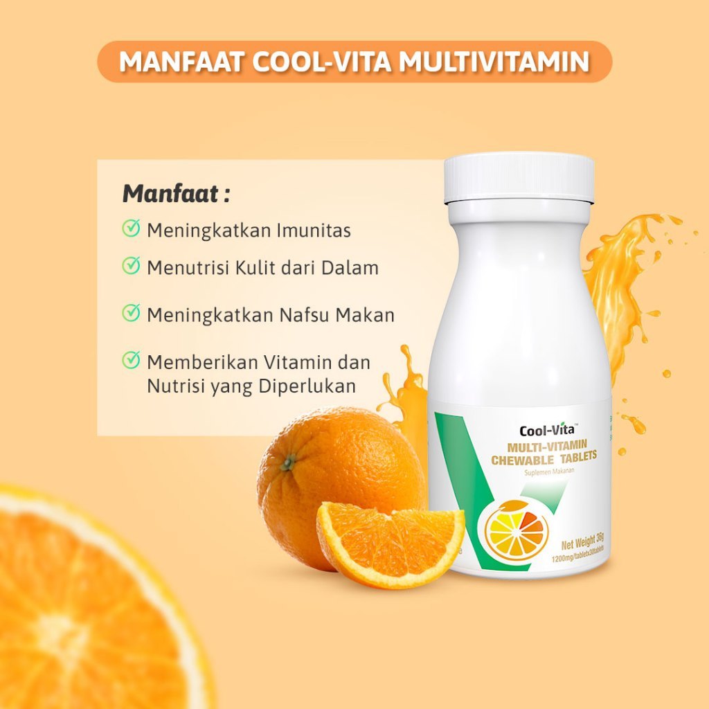 Jual COOLVITA MultiVItamin Chewable Orange isi 30 Tablet | Shopee Indonesia