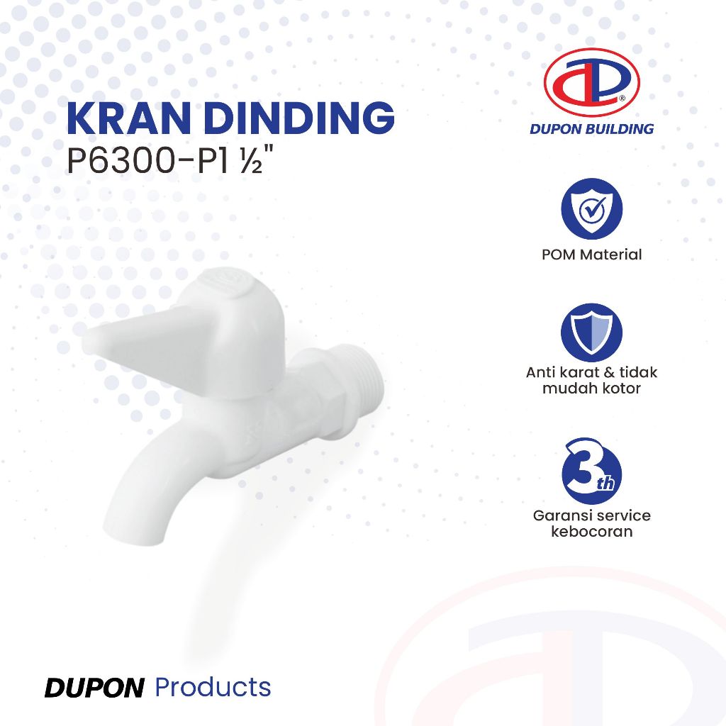 Jual DUPON Kran Air Tembok / Dinding Plastik Warna Putih P6300-P1 ...