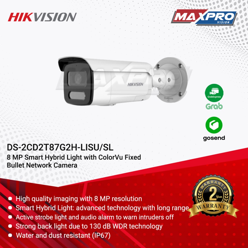 Jual DS-2CD2T87G2H-LISU/SL - HIKVISION IP 8MP HYBRID COLORVU AUDIO BULLET CAMERA | Shopee Indonesia