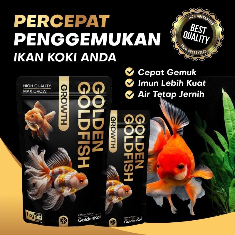 Jual Pakan makanan pelet ikan koki hias Grow pertumbuhannya GOLDEN GOLD ...