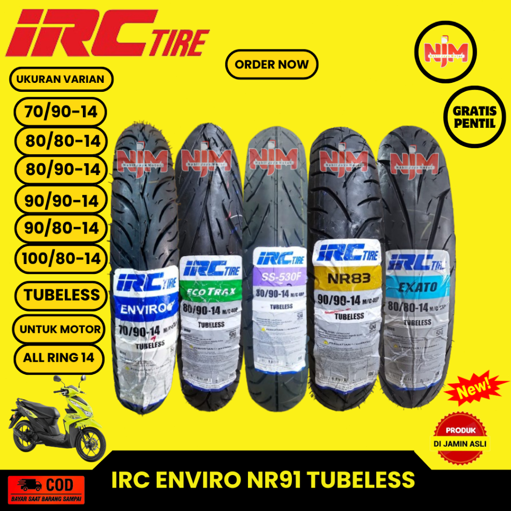 Jual Ban Luar Motor IRC Enviro Ring 14 70/90 80/90 90/90 Tubeless Free ...