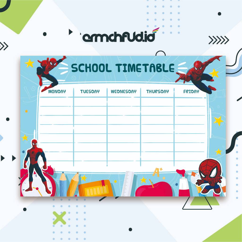 Jual Poster Jadwal Pelajaran School Timetable murah mapel siswa time ...