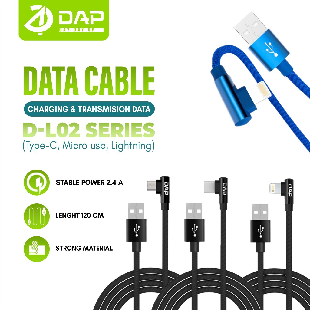 Jual DAP D-L02 Series USB Cable Lightning-Type c - Micro 2.4A 120cm ...