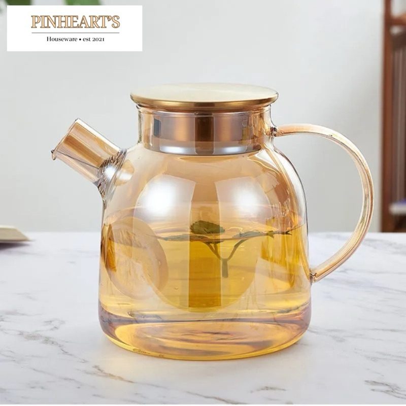 Jual TEKO PITCHER TEH CHINESE TEAPOT MAKER GLASS KACA BOROSILICATE GOLD - TK13 | TEKO KACA ...
