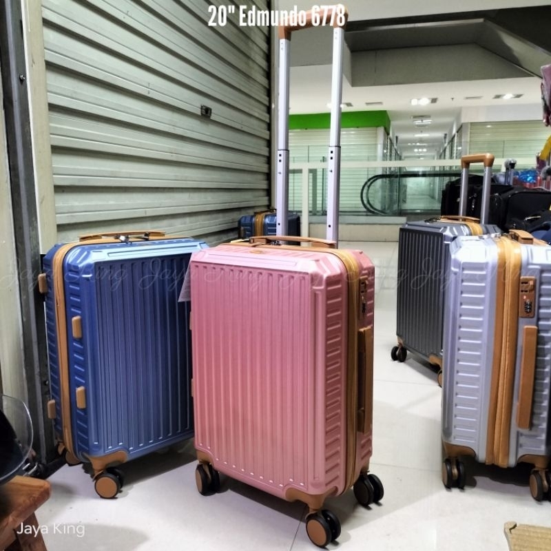 Jual Koper Kabin Fiber 20 Inch Edmundo Lis Cokelat Kunci Tanam Roda 4 ...
