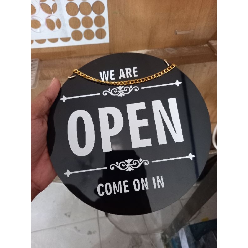 Jual Sign Akrilik Open close akrilik 2mm diameter 20 cm | Shopee Indonesia