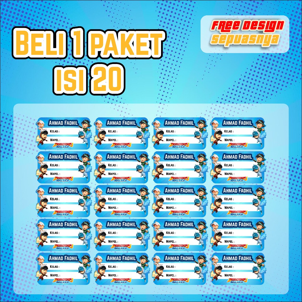 Jual Stiker Label Buku Pelajaran Custom Free Desain isi 20 pcs | Shopee ...