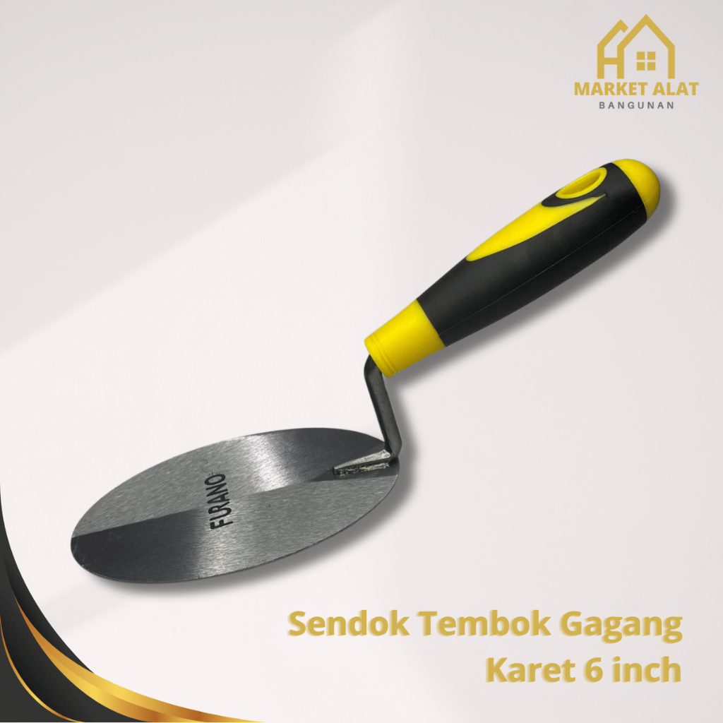 Jual Sendok Tembok Aduk Bulat Oval 6" Gagang Karet Tebal / Sendok Semen ...