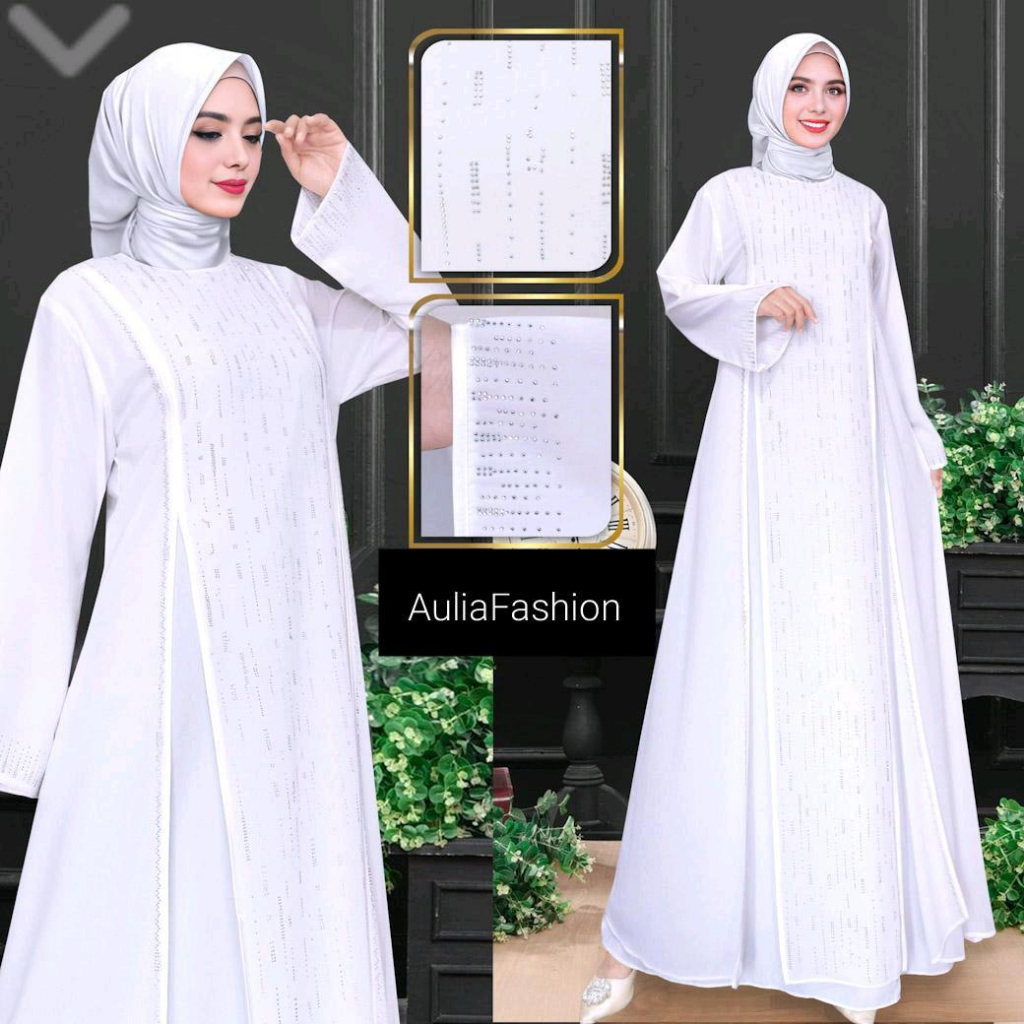 Jual Abaya Kaftan Hitam Putih Mewah | Gamis Putih Elegan | Abaya Busui ...